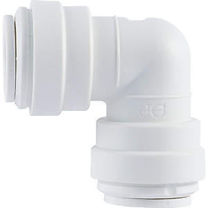 John Guest Speedfit 1/4 Inch OD Union 90 Degree Elbow Connector, Push to Connect Plastic Plumbing Fitting, PP0308WP