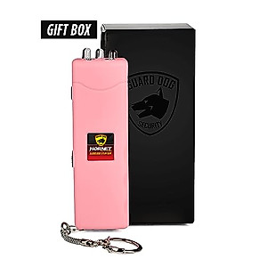 Guard Dog Hornet Micro Stun Gun Keychain - with LED Flashlight, Safety Switch, and Powerful Shock, Heavy Duty Keychain Stun Gun with Bright Flashlight, Built-in Charger, Women Self Defense - Pink