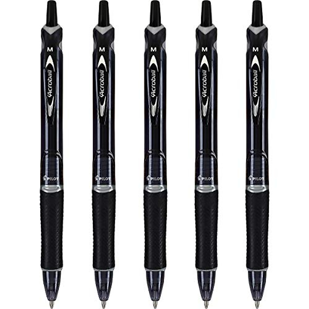 PILOT Acroball Colors Advanced Ink Refillable & Retractable Ball Point Pens, Medium Point, Black Ink, 5-Pack (31807)