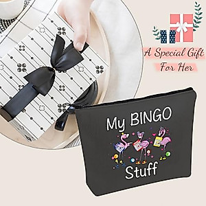 JXGZSO Funny Bingo Lover Gift Gambler Gift My Bingo Stuff Lucky Bingo Cosmetic Makeup Bag Bingo Player Gift (Bingo Black)