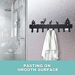 Over The Door Hooks Hanger 17.7" 8 Hooks, Door Mount Towel Rack Towel Hooks for Bedroom Kitchen Pool Beach Towels Bathrobe Wall Mount Hang on The Door Cabinet Cupboard Metal Sandblasted (Black)