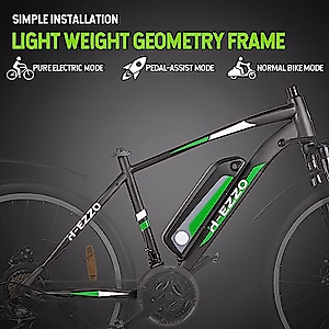 FEOFFY Electric Bike for Adults 350W Electric Bikes 26" Electric Mountain Bike Shimano 21 Speed Gears Electric Bicycle 36V 10.4Ah Removable Battery,Free Lock (350W36V)