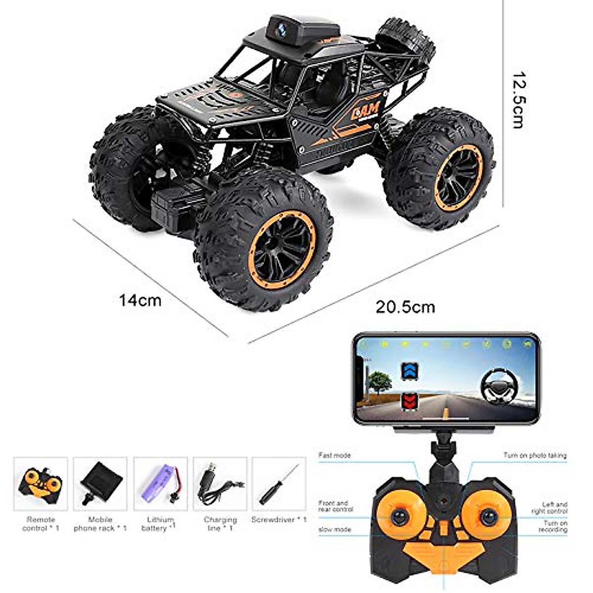 RC Car Remote Control Car with 720P HD FPV Camera, 1/18 Scale Off-Road Remote Control Truck Gravity Sensor Rc Truck, High Speed Monster Trucks for Kids Adults Gift for Boys and Girls