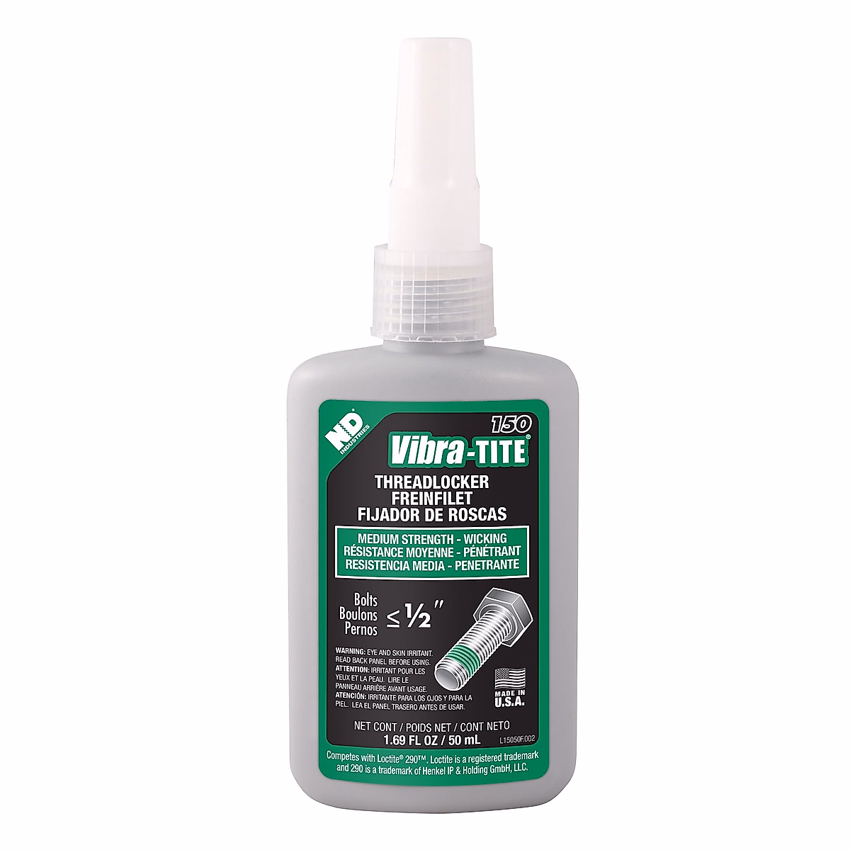 Vibra-TITE - 15050 150 High Strength Anaerobic Threadlocker, 50 ml Bottle, Green