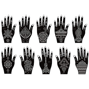 Xmasir Pack of 24 Sheets Henna Tattoo Stencil Kit/Temporary Tattoo Templates,Self-Adhesive Indian Arabian Tattoo Sticker for Body Paint New Designs