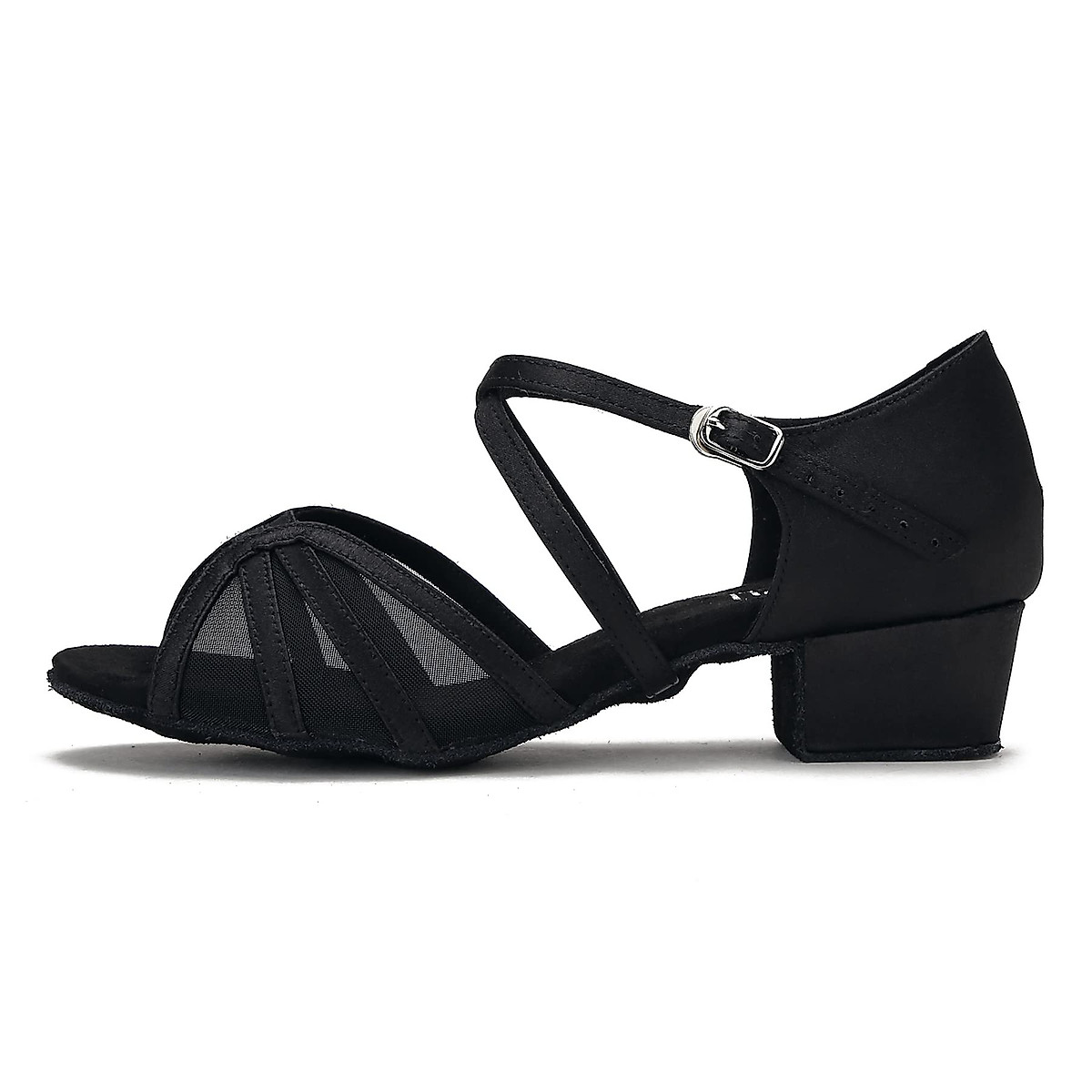 CLEECLI Low Heel Ballroom Dance Shoes Women Latin Salsa Practice Dancing Shoes 1.5 Inch Heel ZB14(7,Black)