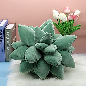 iBccly Succulent Pillow Plant Shaped Plush Toys Universal for Boys and Girls Cactus Kawaii Decorative Leaf Pillow Lovely Plant Plush Decoration (Dark Green)