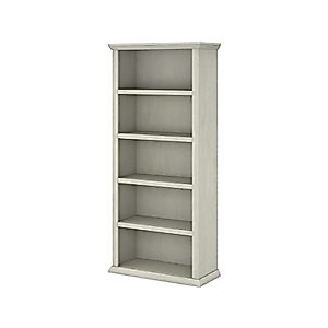 Bush Furniture Yorktown Tall 5 Shelf Bookcase, White Oak