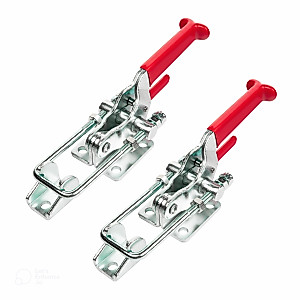 POWERTEC 2PK Toggle Clamp, 2000 lbs Holding Capacity, 40341 Self-Lock U-Bolt Adjustable Latch w/Antislip Hand Grip for Woodworking Jigs & Fixtures, Smoker, Tire Carrier, Tool Box, Cabinet (20340)