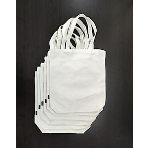 Faylapa 6 Pcs Canvas Tote Bags,Heavy Duty and Strong Easter Hunter Bag Shopping Grocery Bag Blank Cotton Bags for Decorating Crafts DIY,Painting (White, 13.6"x 15.3")