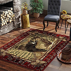 Mayberry Rugs Rustic Lodge Pine Black Bear Cub Log 2'x3' Area Rug, 2'3"x3'3"