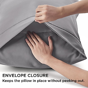 Bedsure Body Pillow Case Cover - Grey Polyester Microfiber Long Pillow Cases, Ultra Soft and Cozy Body Pillowcase with Envelope Closure, 1 Pack, 20x54 Inches