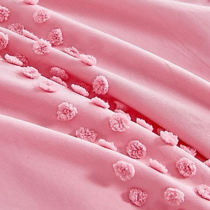 ENJOHOS Twin XL Comforter Boho for Teen Girls Boys - Sage Green Bedding Set, 3 PCS Tufted Comforter with Pom Pom Design for All Season, Lightweight Soft Microfiber Comforter with 1 Pillowcase