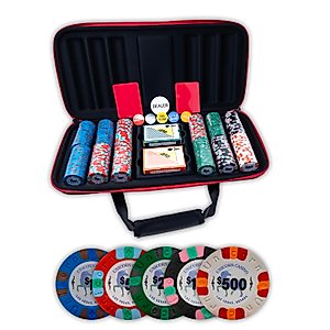 DA VINCI Unicorn All Clay Poker Chip Set with 300 Authentic Casino Weighted 9 gram Chips, Durable Soft Shell Case, 2 Decks of Plastic Playing Cards, Dealer Buttons and 2 Cut Cards