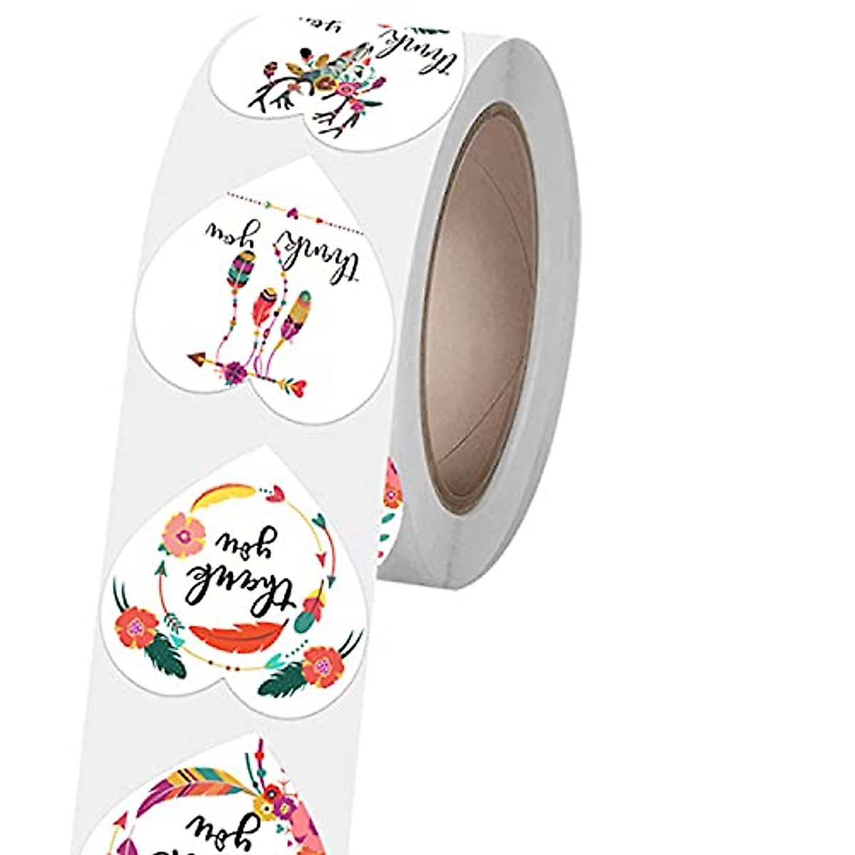 Love Heart-Shaped Thank You Sticker roll, Business Sticker, 500 Labels, Each 1.5 inches in Diameter,