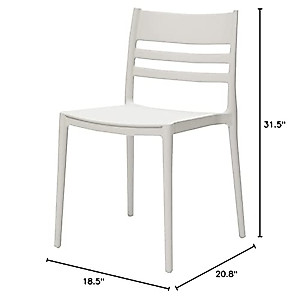 Amazon Basics White, Armless Slot-Back Dining Chair-Set of 2, Premium Plastic
