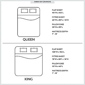 600 Thread Count Cotton Rich Queen Size Sheets Set Light Blue, Easy Care Ultra Soft & Silky Sateen Weave Deep Pocket Sheet Set (1 Flat, 1 Fitted Sheet & 2 Pillowcases), Fall Bedding Set