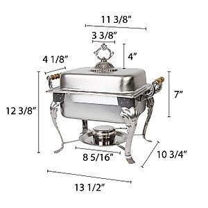 Thunder Group 4 quart half size wood handle square chafer, comes in set
