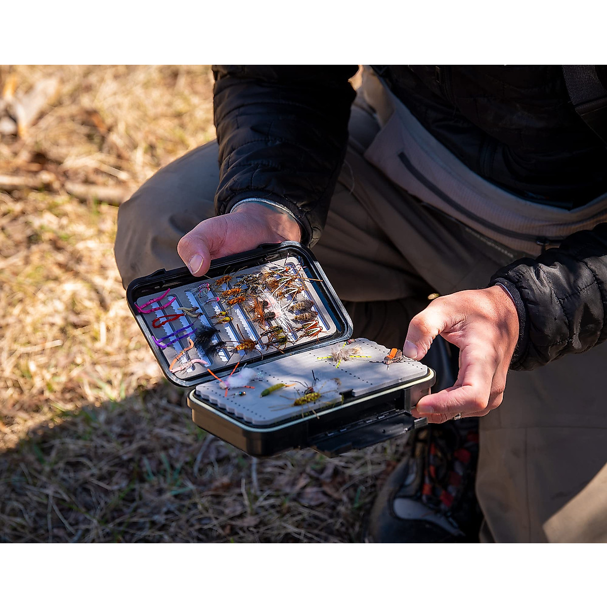 New Phase – Swing Leaf Double Sided Dropper Rig Fly Fishing Box - Ice Fishing Box Durable Large Watertight Case - Holds Hundreds of Flies and Streamers