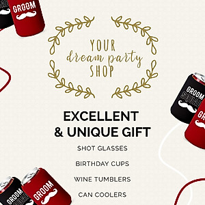 Your Dream Party Shop Groom and Grooms Squad Bachelor Party Can Coolers, Set of 12 Beer Can Coolies, Perfect Bachelor Party Decorations and as Grooms Men Gifts (Red)