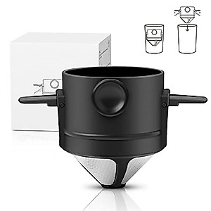 ANROYE Pour Over Coffee Filter, Portable Stainless Steel Reusable Coffee Dripper Cone - Mini Collapsible Paperless Single Serve 1-2 Cup Coffee Maker for Travel Camping Offices Backpacking
