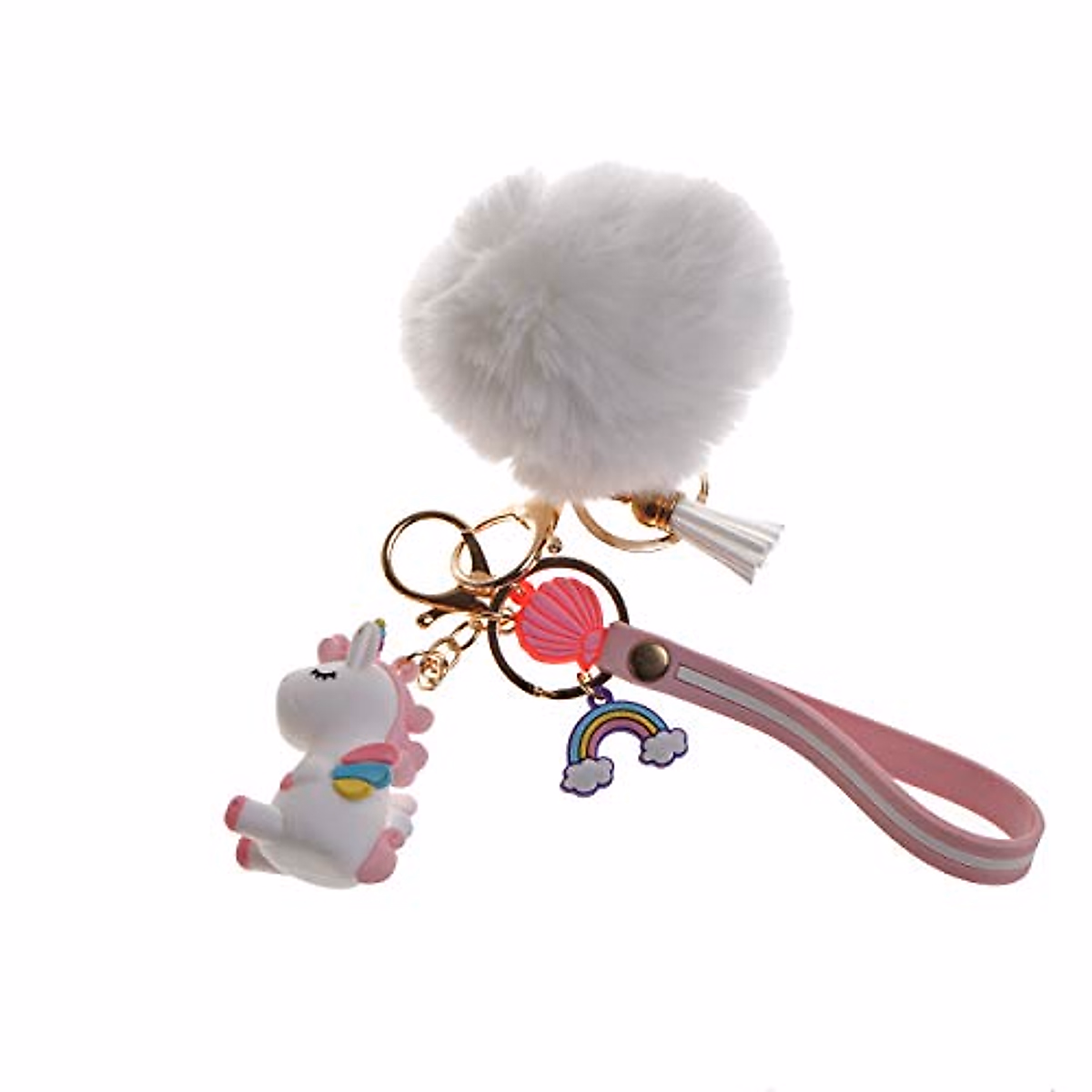 Unicorn Aiprod 1 2 Case with Keychain/Fur Ball/Strap (White)