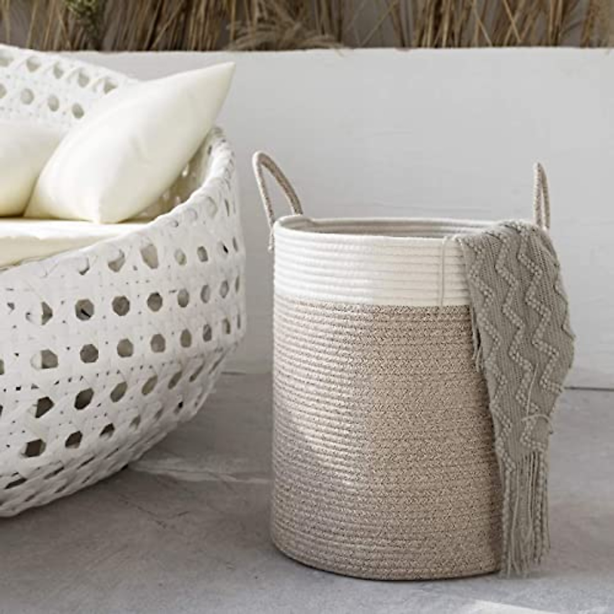 LA JOLIE MUSE Cotton Rope Basket for Nursery Baby Toys Storage