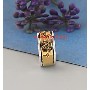 Spinner Handcrafted Band 925 Sterling Solid Silver Spinner Ring Band Two Tone Gold Design Spinner Ring (7)