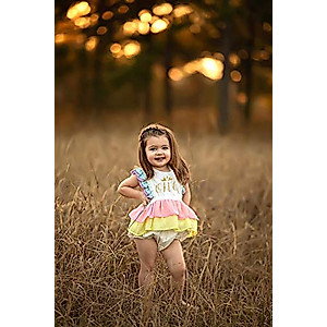 Newborn Infant Baby Girl One 1st Birthday Ruffle Sleeveless Romper Tutu Dress Jumpsuit Bodysuit Cake Smash Outfits (White-Crown, 6-12 Months)