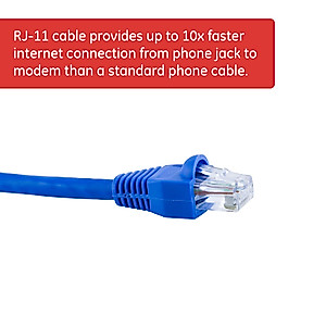 GE RJ11 High Speed Modem Cable, 14ft, 10x Faster than Standard Cable, Blue 35288