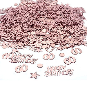 TFYU Happy Birthday Party Table Confetti - Twinkle Stars Foil Metallic Sequins Confetti and Special Events Table Scatters Decorations Confetti Decorations about 700pcs（Rose gold） (60 years old)