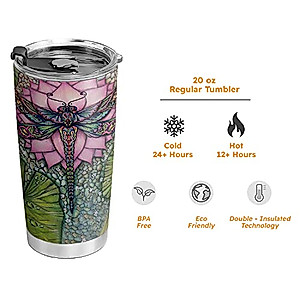 64HYDRO 20oz Dragonfly Gifts for Women, Valentines Day Gifts for Her, Birthday Gifts for Women, Mom, Wife, Daughter, Friends Lotus Flower Dragonfly Tumbler Cup, Travel Coffee Mug with Lid