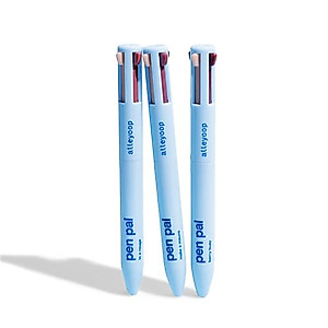 ALLEYOOP Pen Pal 4-in-1 Touch Up Makeup Pen - Eyeliner in Black, Lip Liner in Taupe, Highlighter Stick in Champagne, Eyebrow Pencil in Pink - Travel Makeup Pen, Cruelty-Free & Vegan (In a Rouge)​