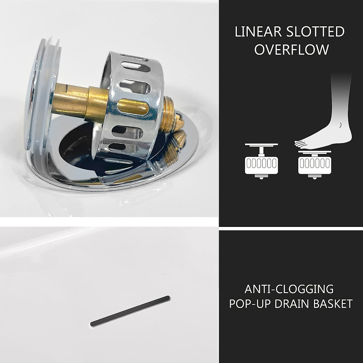 KUIKUI Classic Oval Shape Soaking Bathtub, 55" Acrylic Free Standing Bathtub withe Freestanding, Integrated Slotted Overflow,Pop-up Drain, Anti-clogging Black