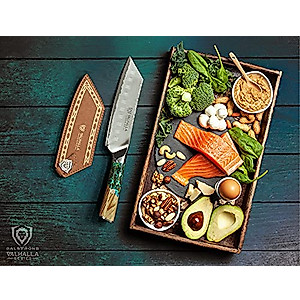 Dalstrong Santoku Knife - 7 inch - Valhalla Series - 9CR18MOV High Carbon Steel - Vegetable Knife - Celestial Resin & Wood Handle - w/Leather Sheath