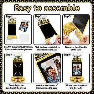 ZOiiWA 12Pcs 40th Birthday Decorations Black Gold Honeycomb Centerpieces for Table Decorations Cheers to 40 Years Photo table Centerpieces Party Supplies Happy 40th birthday Photo Props for Men Women