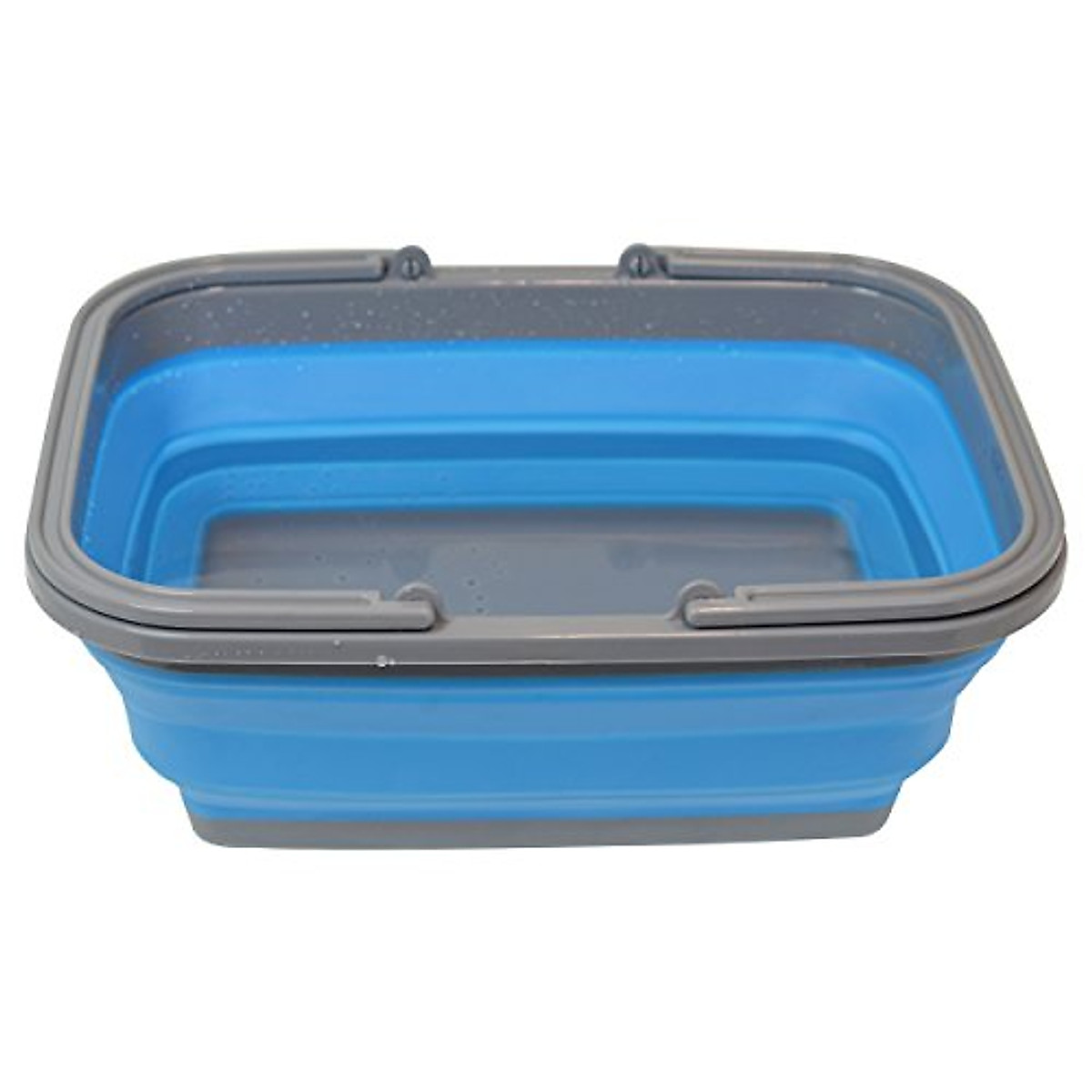 Southern Homewares Collapsible Silicone Market Shopping Basket Tote with Handles, Blue - SH-10187