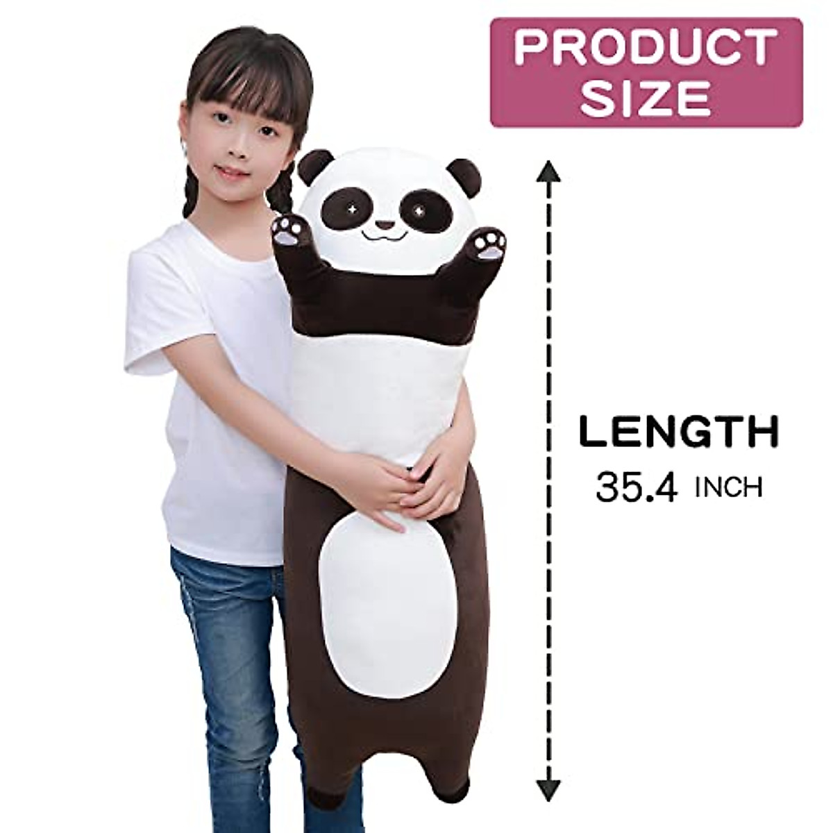 Xheimi 35.4" Cute Giant Panda Bear Plush Soft Hugging Body Pillow,Large Panda Stuffed Animals Toy Doll for Kids Birthday,Valentine,Christmas