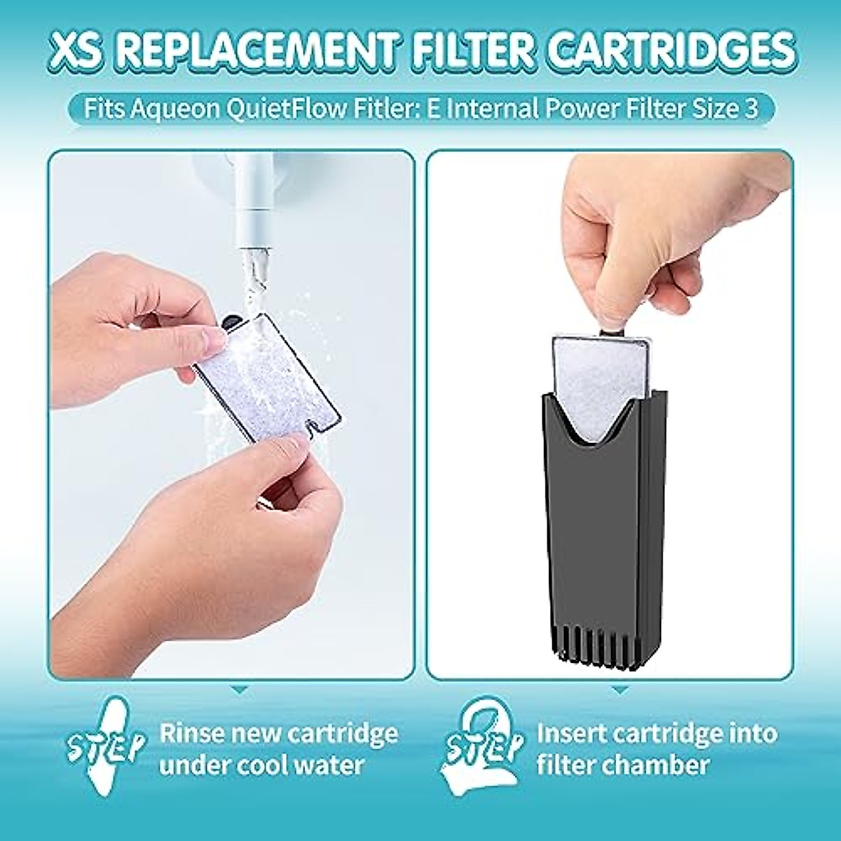 MantaMaze 6 Pack Extra Small Filter Cartridges for Aqueon QuietFlow E Internal Power Filter Size 3 - Extra Small Replacement Filter Cartridges for Aqueon (XS-6 Pack)