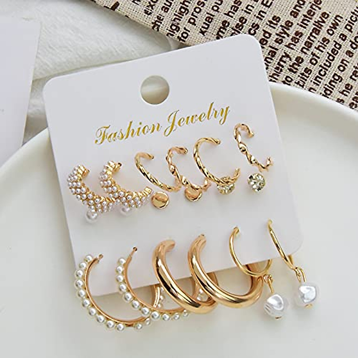 56 Pairs Earrings Sets for Women Pearl Hoop Earring Assorted Multiple Stud Earrings Set Simple Cute Jewelry (#1)