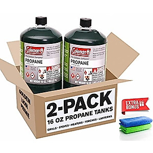 Propane Tank 2 Pack with Golden Lion Bonus: 2 Cleaning Towels Green 16oz