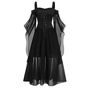 OIOLOYJM Plus Size Gothic Clothing Witchy Dress Fairy Dress for Women Goth Homecoming Dress Black Goth Dress Black Dress Goth Black Gothic Dress for Women Gothic Lolita Dress Plus Size Corset Dress