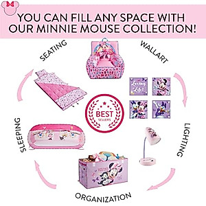 Disney Minnie Mouse Collapsible Toy Storage Bench and Ottoman – Durable and Functional, 14.5" H x 14.5" D x 25" L, Perfect for Kids' Rooms