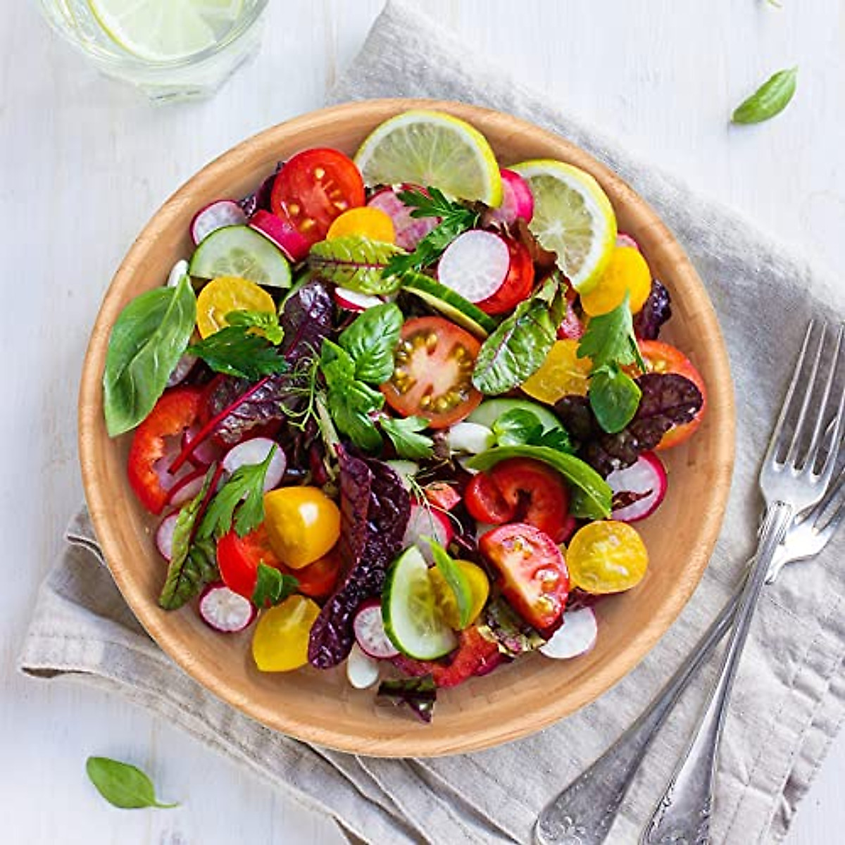 GinSent Bamboo Salad Bowls Set, 3 Pack Stackable Salad Serving Bowls, Eco Friendly Natural Wooden Bowls For Food, Salad, Fruit, Rice, Pasta, Soup, Cereal, Snack and Nuts