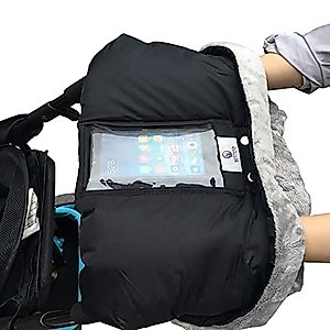 Fleece Stroller Hand Muff, BETITETO Winter Anti-Freeze Gloves for Baby Stroller Jogger Pram Water Resistant Warmer Gift for Parents and Caregivers (Black)