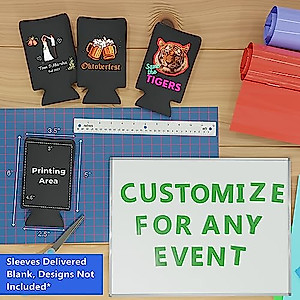 25 Pack Black Blank Slim Can Cooler Sleeves, Customizable Bulk Sublimation Can Coolers, Extra-Thick Collapsible Drink Insulator Sleeve, Beer Can Coolers for Party Beverages, PartyPrints