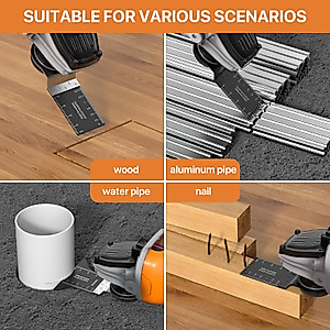 Oscillating Tool Blade Adapter-Free 2-sec Install 16PCS, Fast Smooth Cutting Multitool Blade - Strong Straight & Wavy Teeth, Oscillating Saw Blade for Wood Nails Metal, Fit Bosch Fein