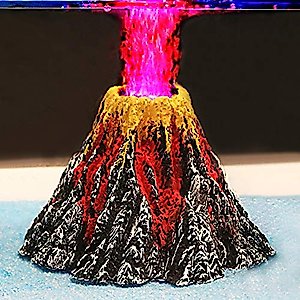 Uniclife Aquarium Volcano Ornament Kit with Air Stone Bubbler Fish Tank Decorations