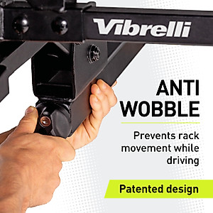 Vibrelli Electric Bike Hitch Rack - 2 Ebike Rack Fits Fat Tire, Mountain Bike, Standard Bicycles - 65lbs per Bike - Patented Anti-Wobble - Cars & SUV - Tilt Down/Fold Up Platform - Locking Tow Mount