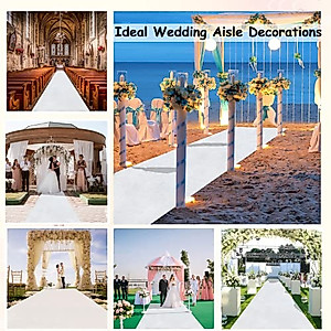 White Aisle Runner Aisle Runner for Wedding Velvet Aisle Carpet 2FTx15FT Wedding Accessories Romantic Velvet Fabric Floor Aisle Runner for Wedding Ceremony Decorative Aisle Rugs for Birthday Events